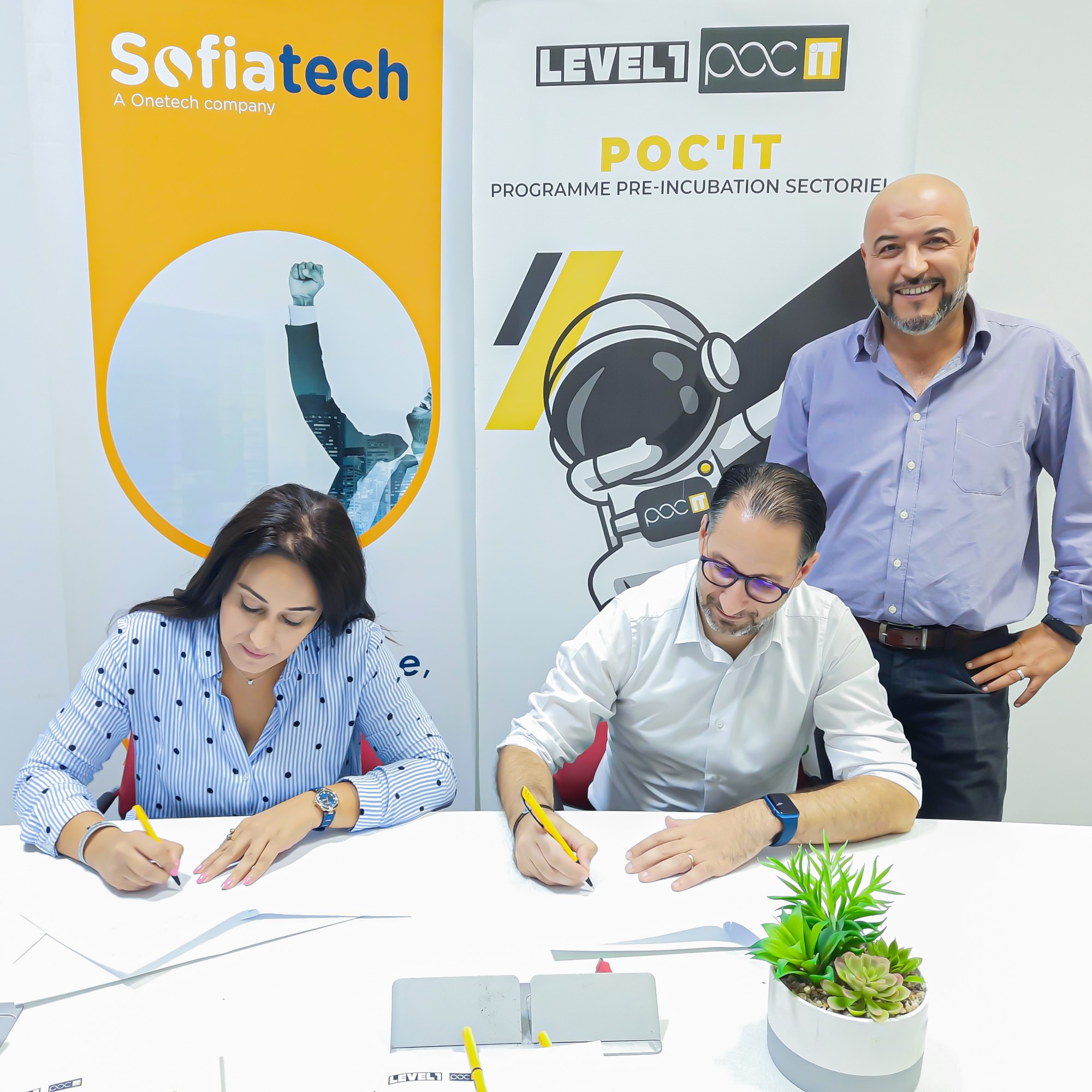 Signature de convention de partenariat :Sofiatech et LEVEL1 - Sofiatech
